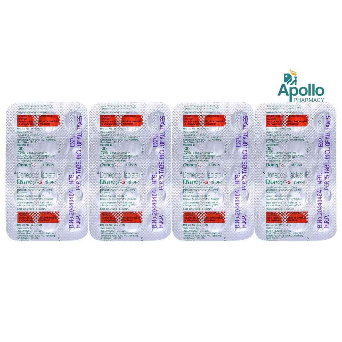 Donep 5 Tablet | Uses, Side Effects, Price | Apollo Pharmacy