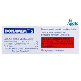 Donamem 5 Tablet | Uses, Side Effects, Price | Apollo Pharmacy