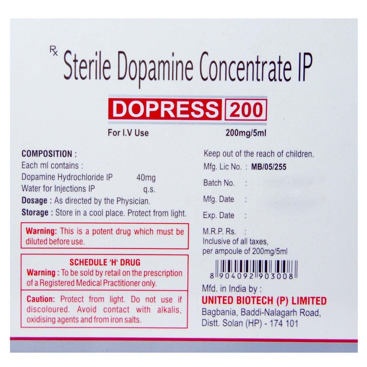 DOPRESS 200MG INJECTION 5ML Price, Uses, Side Effects, Composition ...