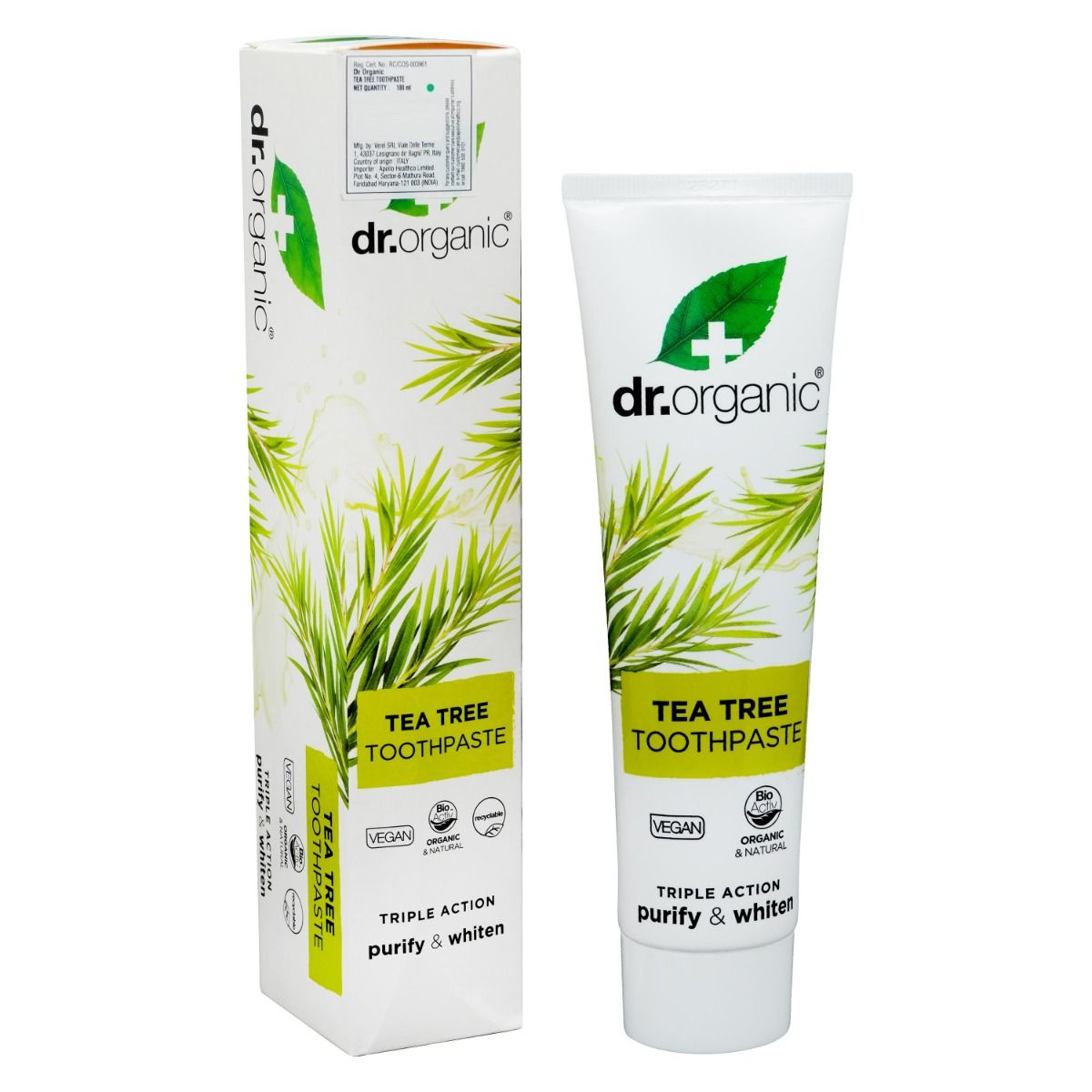 Buy Dr. Organic Tea Tree Purifying Toothpaste, 100 ml | 19 Minutes ...