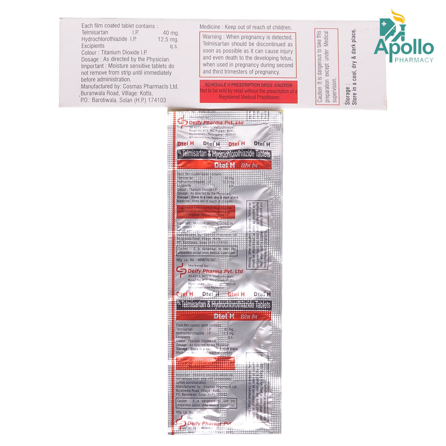 Dtel H Tablet 10's Price, Uses, Side Effects, Composition - Apollo Pharmacy