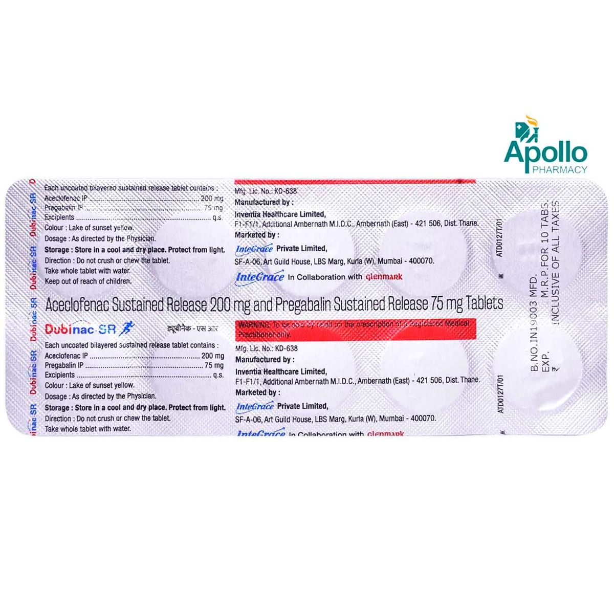 Dubinac-SR Tablet 10's Price, Uses, Side Effects, Composition - Apollo ...