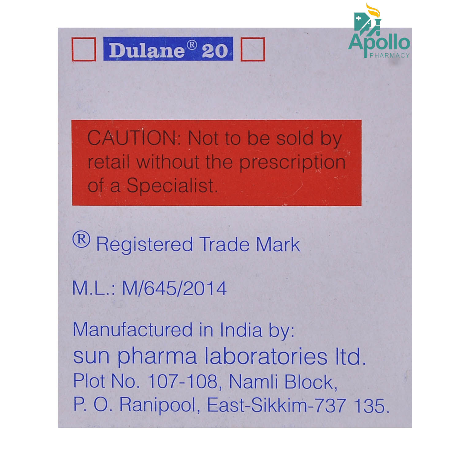 Dulane 20 Capsule 10's Price, Uses, Side Effects, Composition - Apollo ...