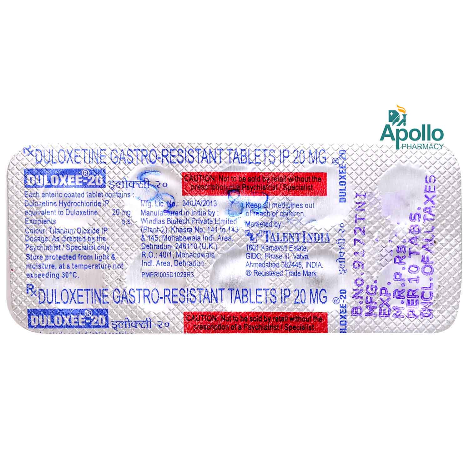 Duloxee 20 Tablet | Uses, Side Effects, Price | Apollo Pharmacy