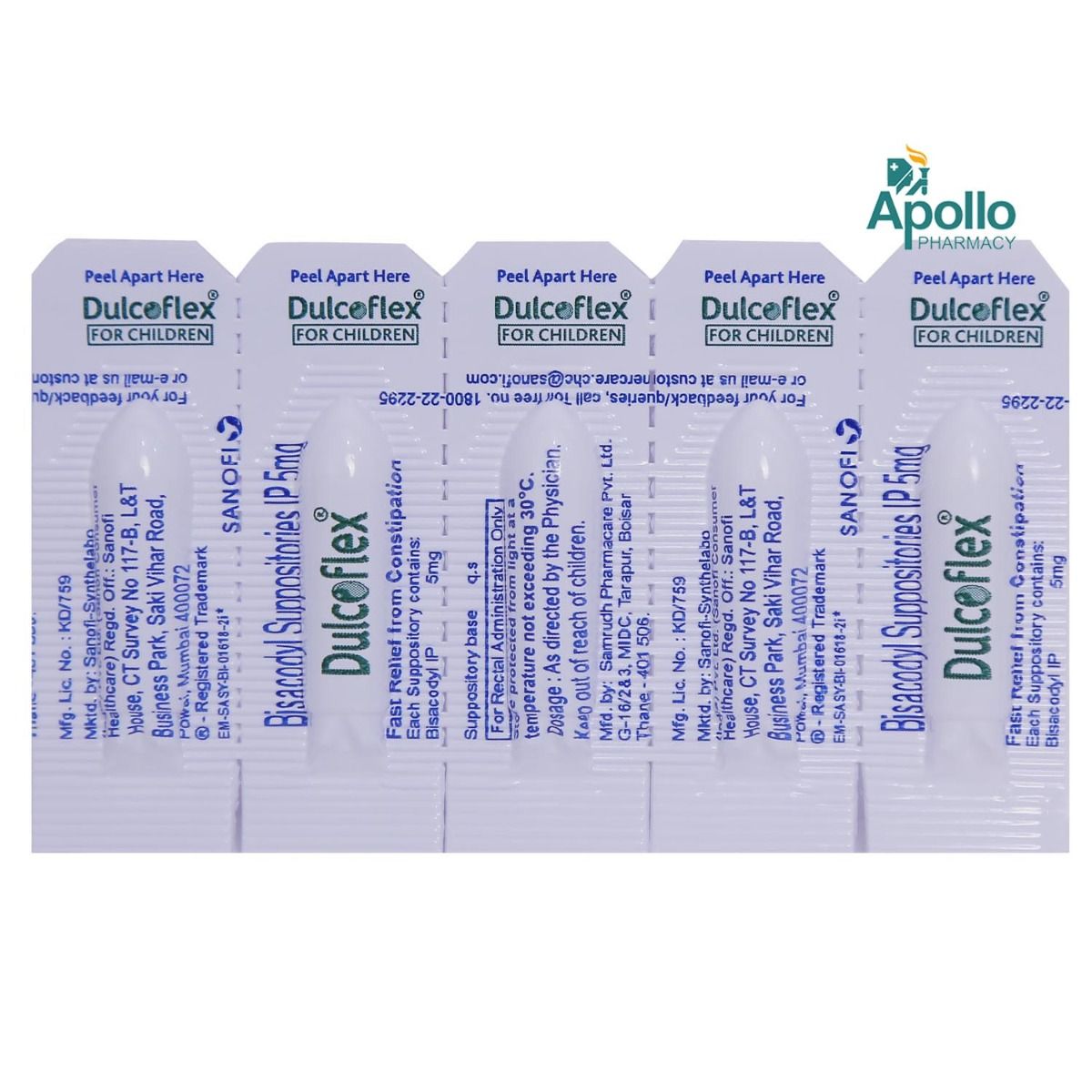 Buy Dulcoflex 5mg Suppository for Children | 19 Minutes Delivery ...