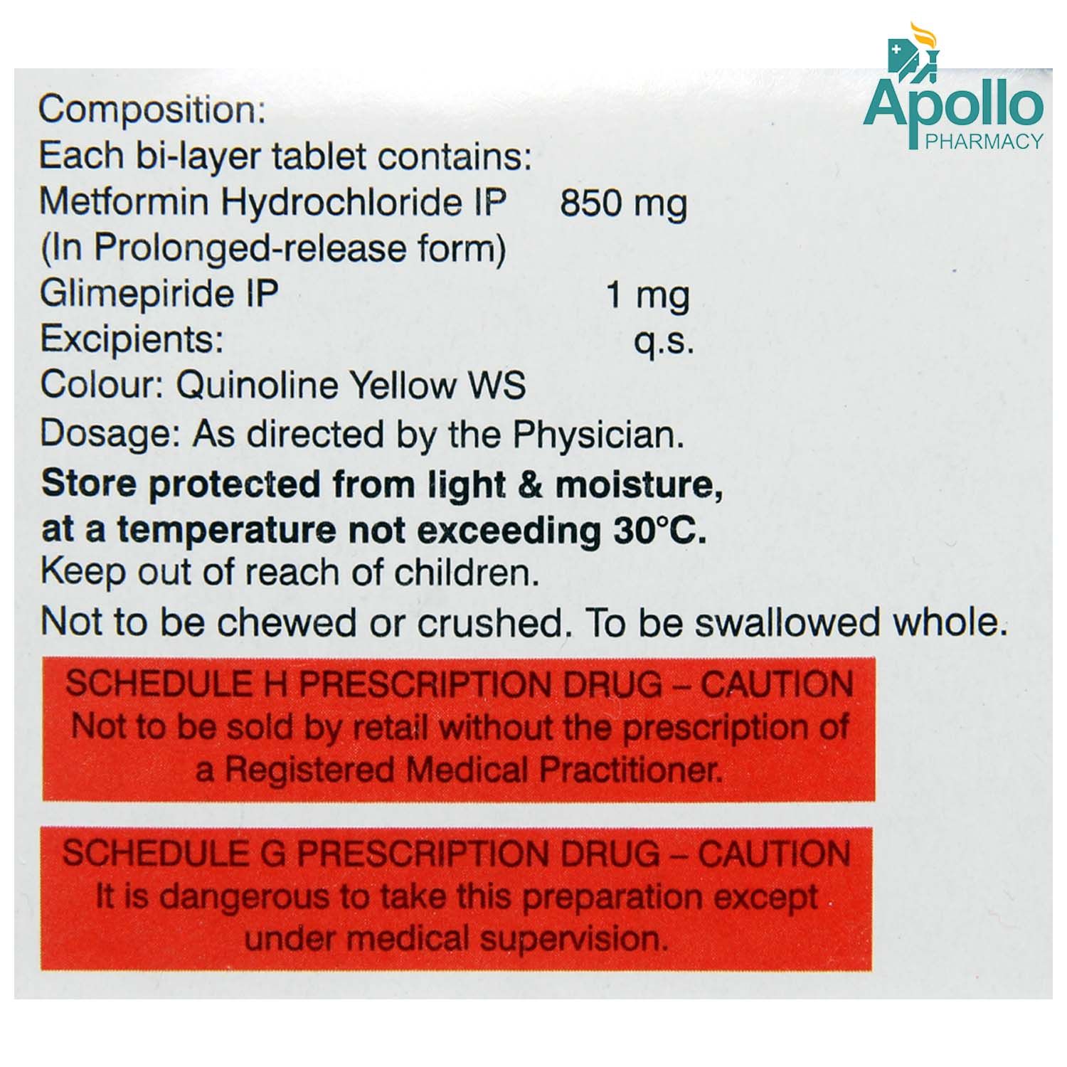 Duopil HS 1 mg/850 mg Tablet 10's Price, Uses, Side Effects ...