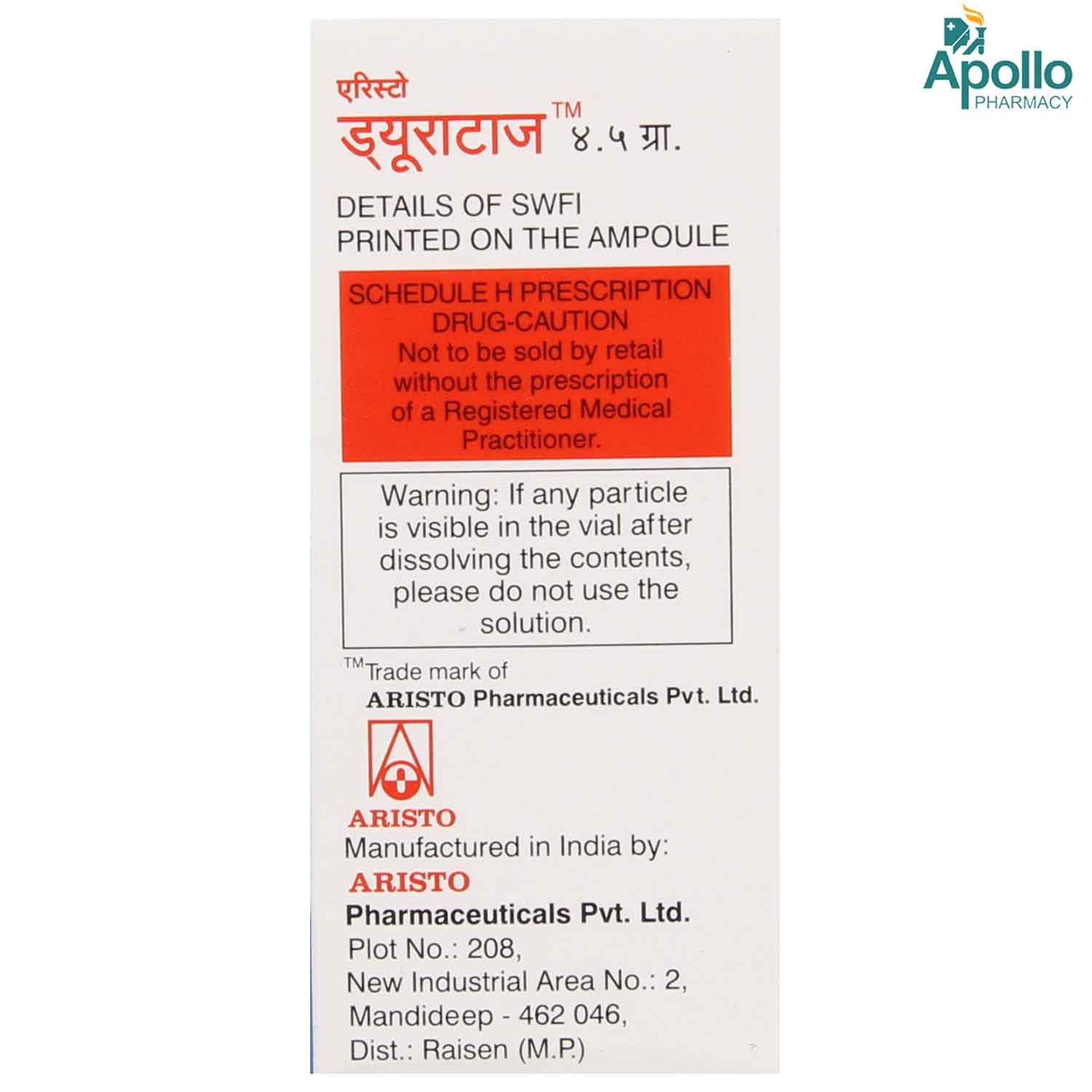 Durataz 4.5 gm Injection | Uses, Side Effects, Price | Apollo Pharmacy