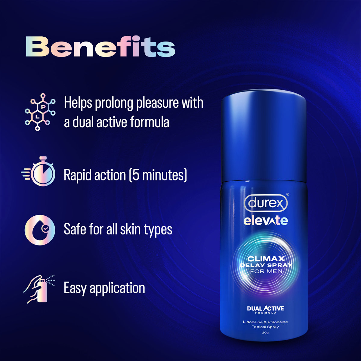 Buy Durex Elevate Climax Delay Spray for Men, 20 gm | 19 Minutes ...