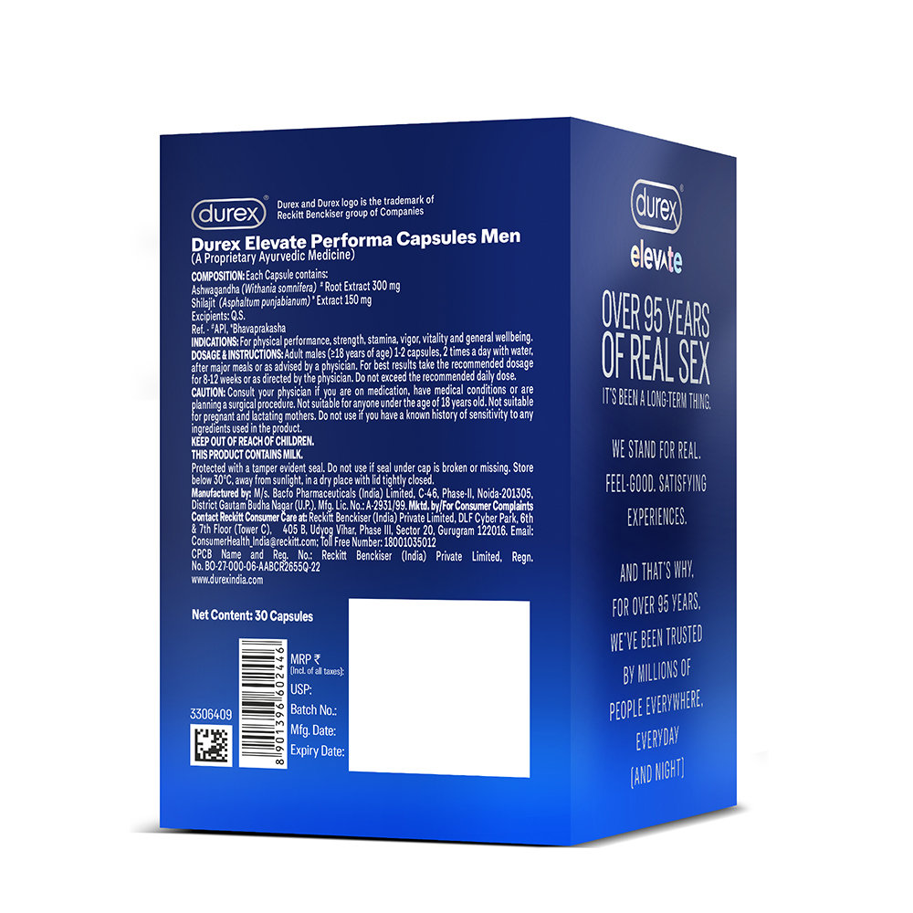Buy Durex Elevate Performa for Men, 30 Capsules | 19 Minutes Delivery ...