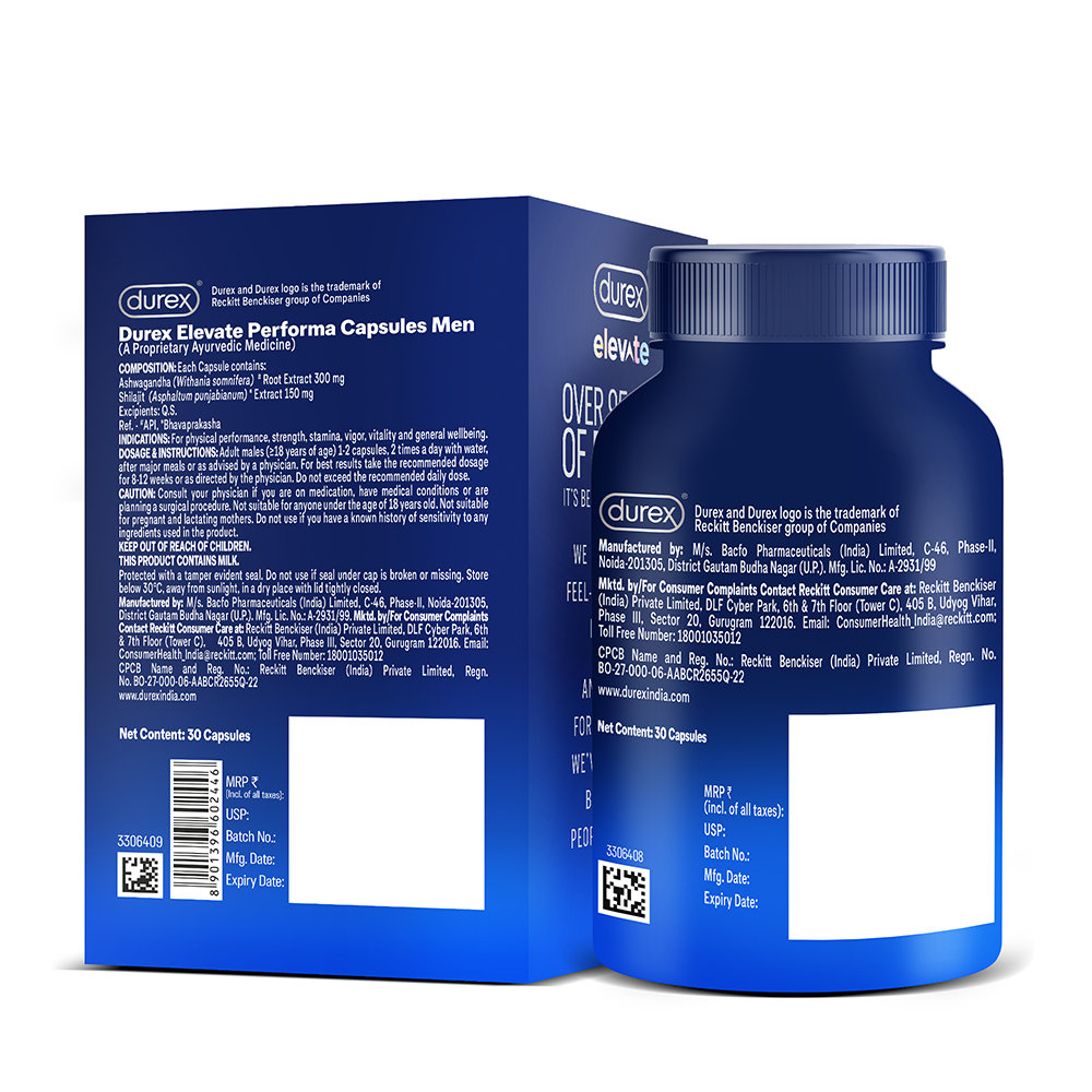 Buy Durex Elevate Performa for Men, 30 Capsules | 19 Minutes Delivery ...