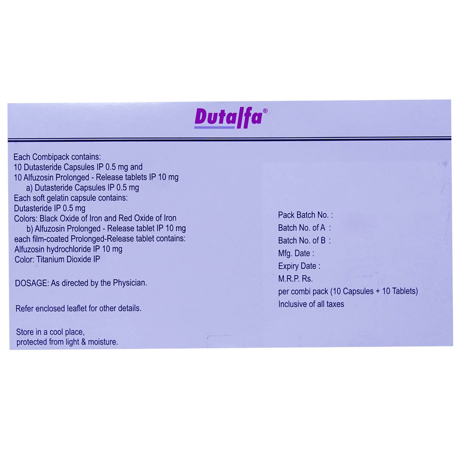 Dutalfa Combipack 1's Price, Uses, Side Effects, Composition - Apollo ...