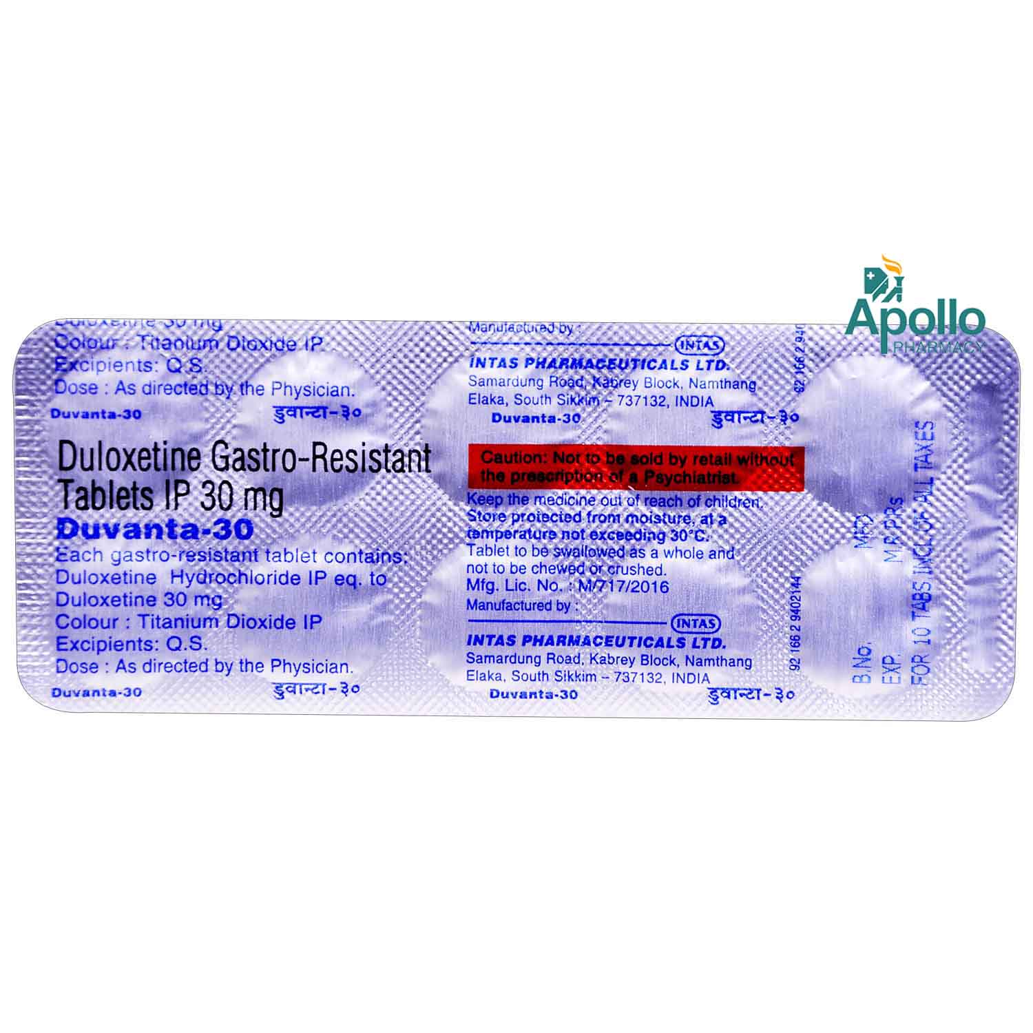 Duvanta-30 Tablet 10's Price, Uses, Side Effects, Composition - Apollo ...