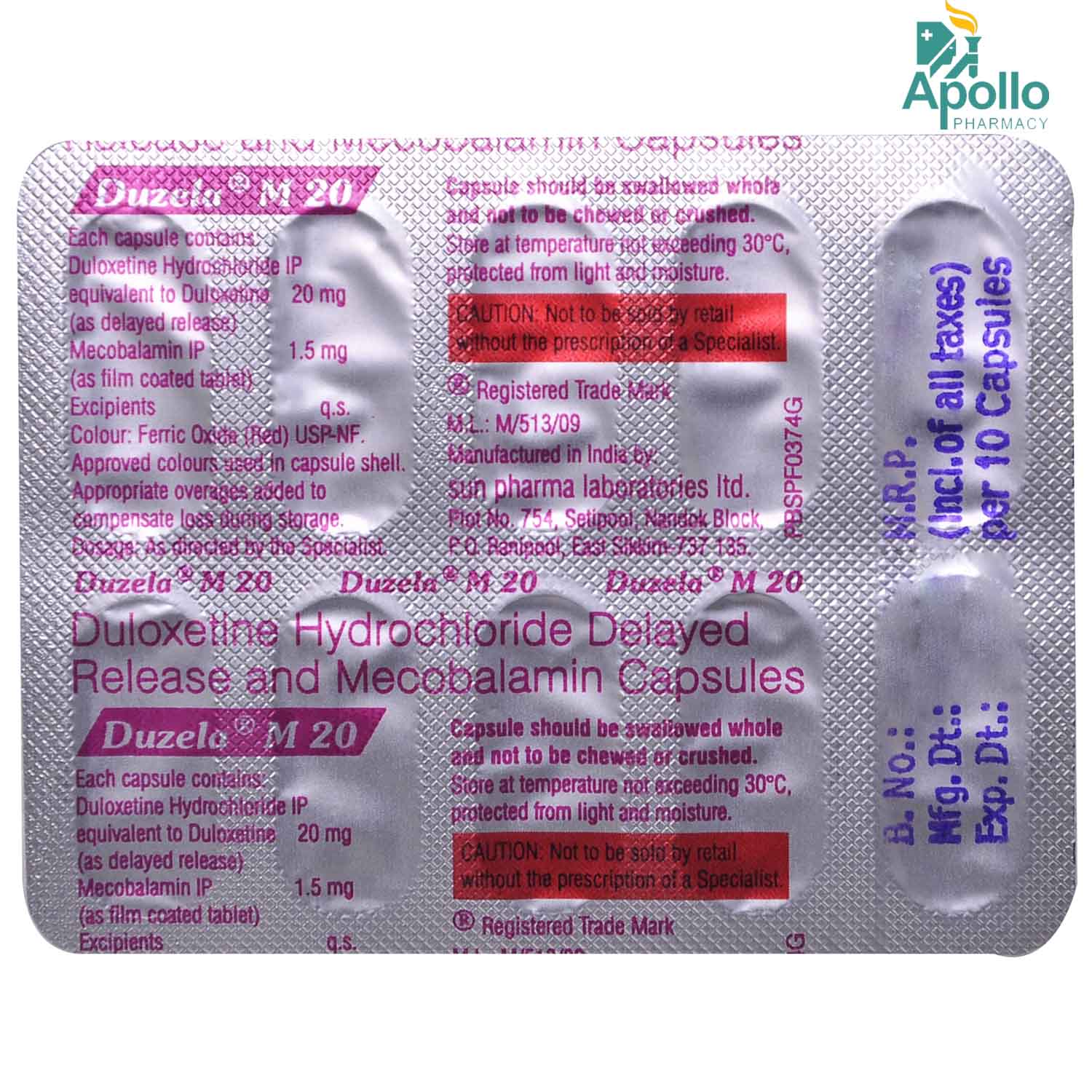 Duzela M 20 Capsule | Uses, Side Effects, Price | Apollo Pharmacy