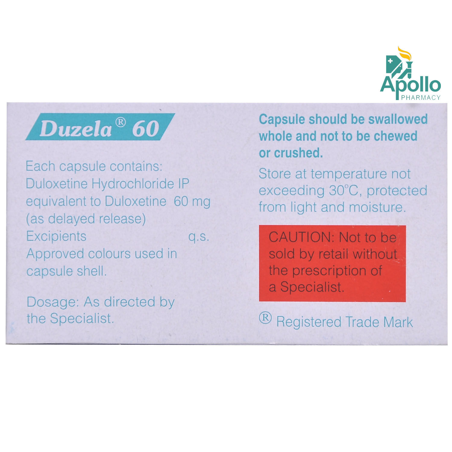 Duzela 60 Capsule 10's Price, Uses, Side Effects, Composition - Apollo ...