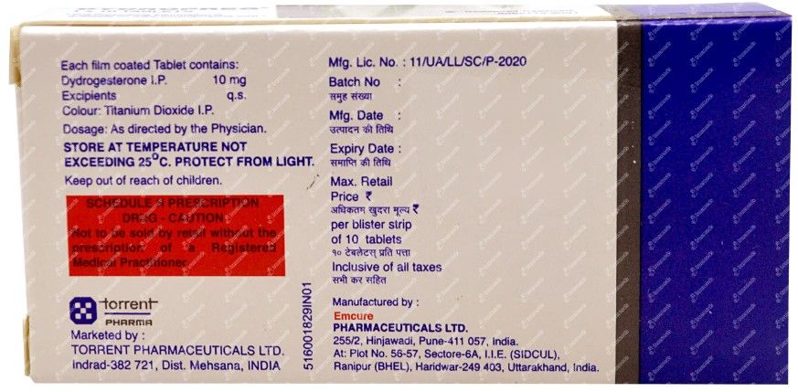 Dydropreg 10 mg Tablet | Uses, Side Effects, Price | Apollo Pharmacy