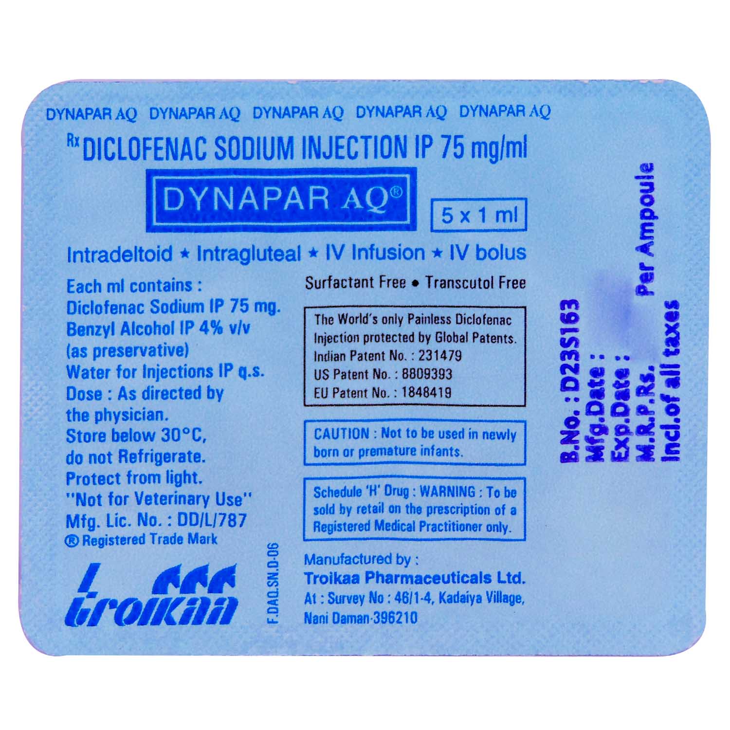 Dynapar AQ Injection 5 x 1 ml | Uses, Side Effects, Price | Apollo Pharmacy