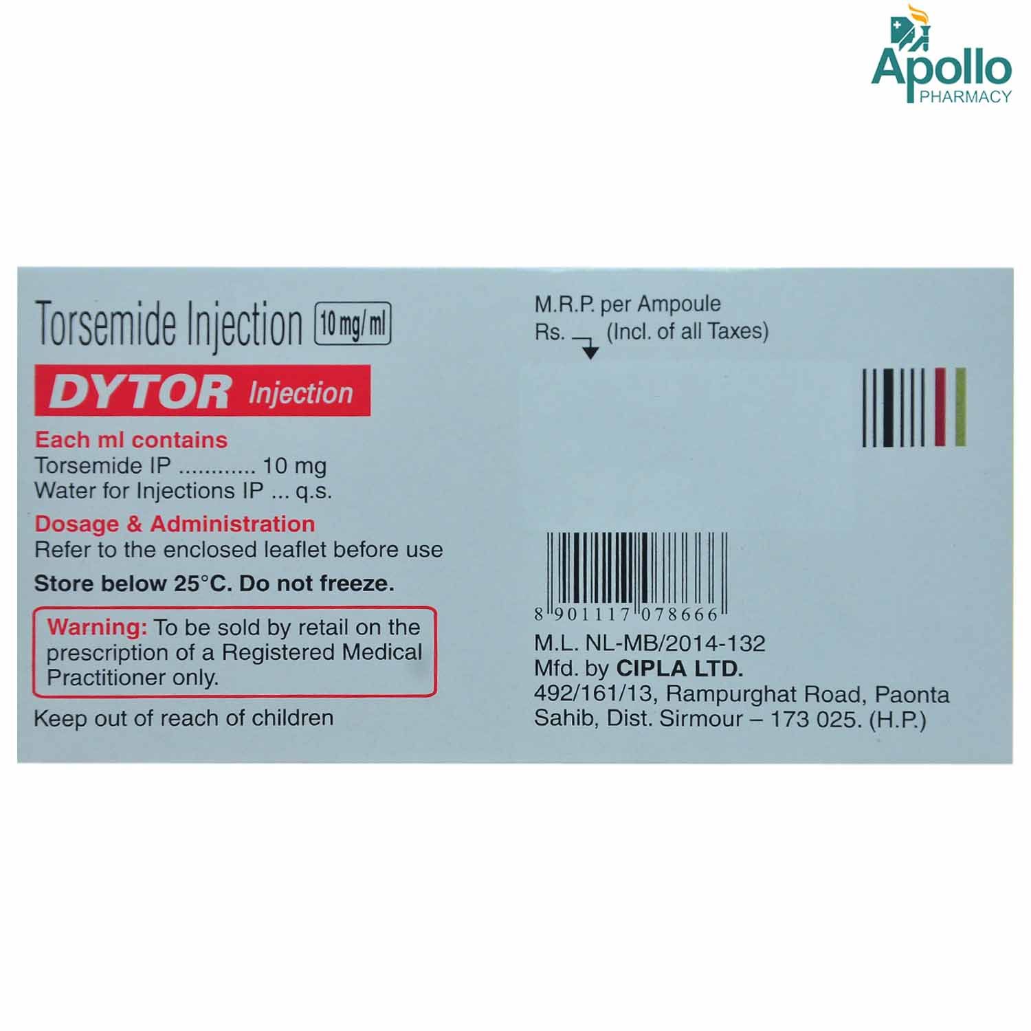 Dytor Injection 10 x 2 ml Price, Uses, Side Effects, Composition ...
