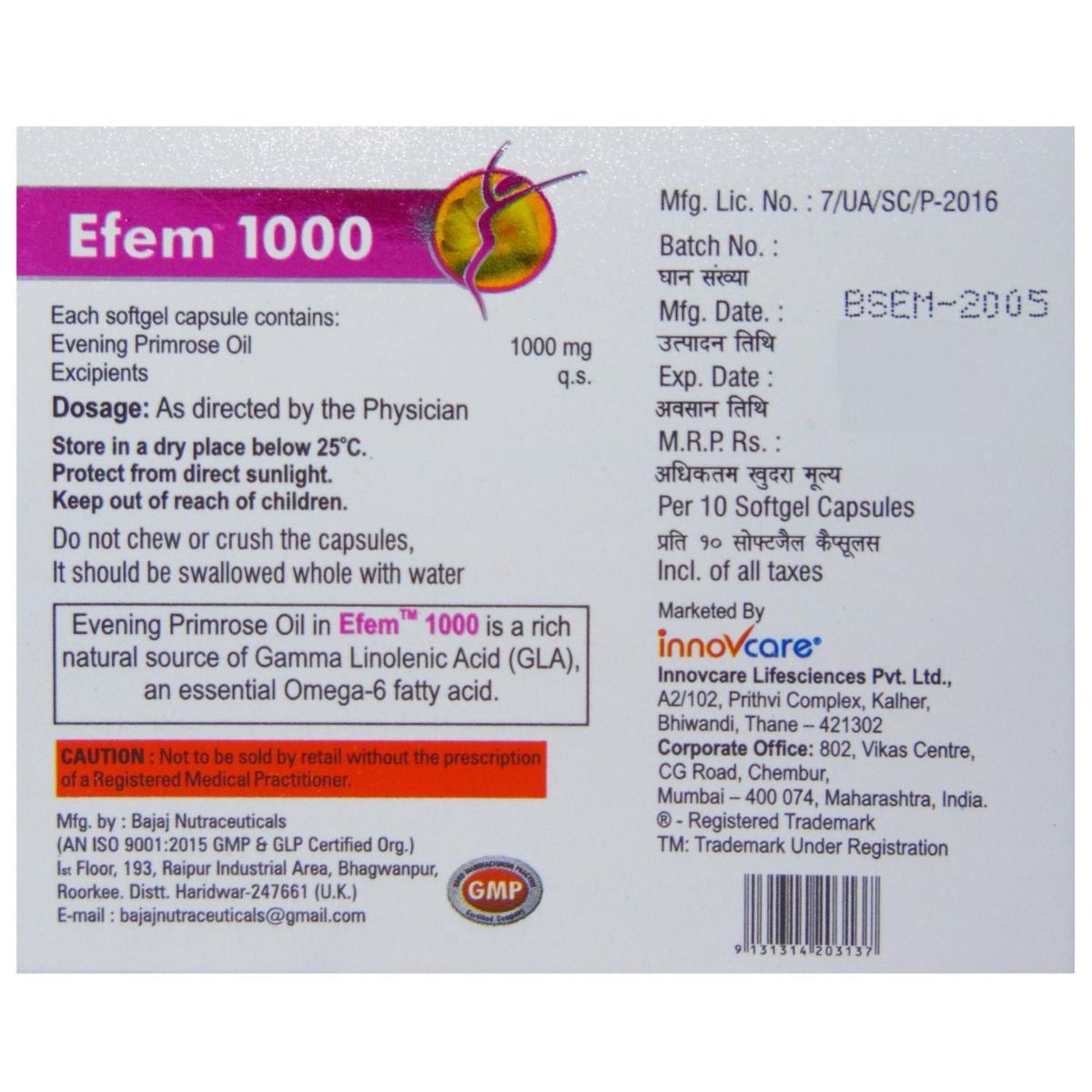 Efem 1000 Capsule 10's Price, Uses, Side Effects, Composition - Apollo ...