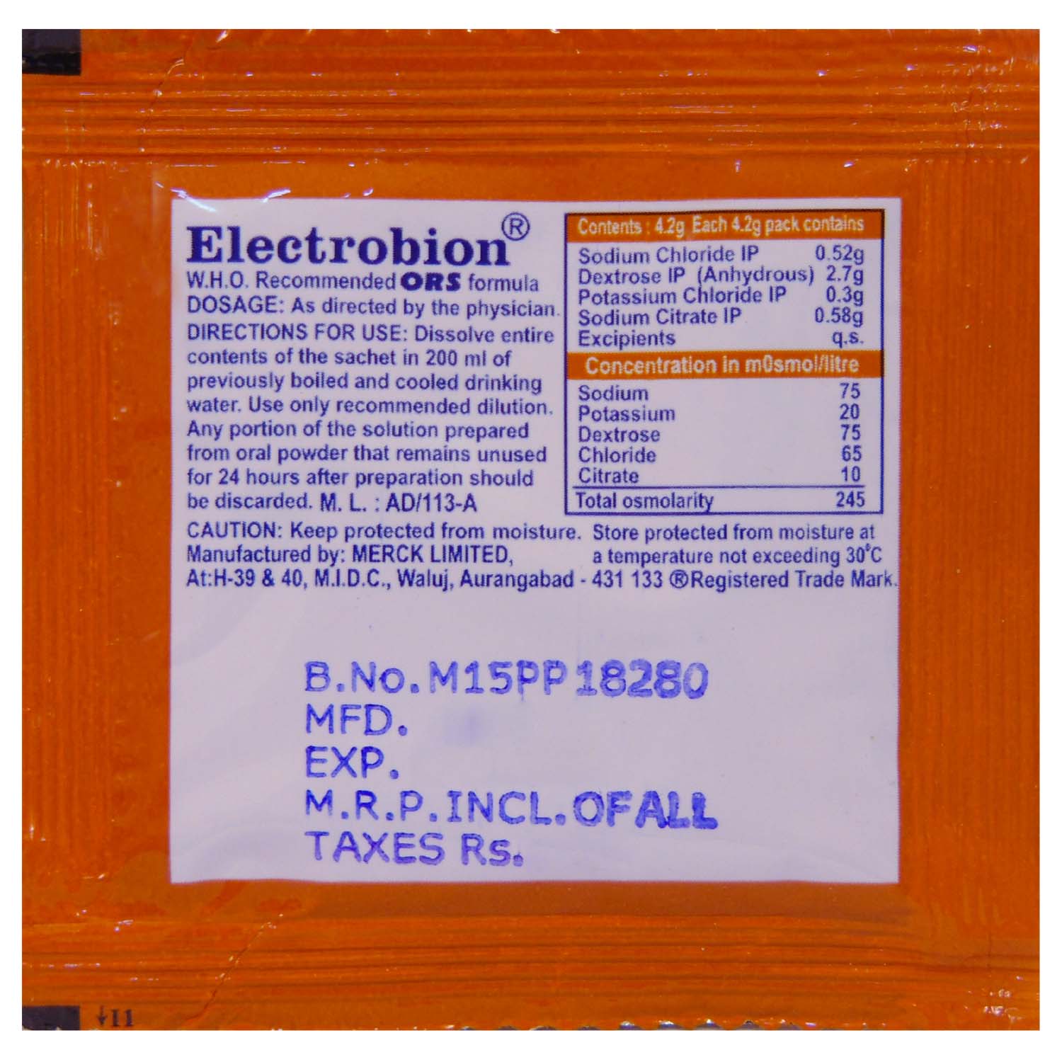 Electrobion Orange Sachet 4.2 gm Price, Uses, Side Effects, Composition ...
