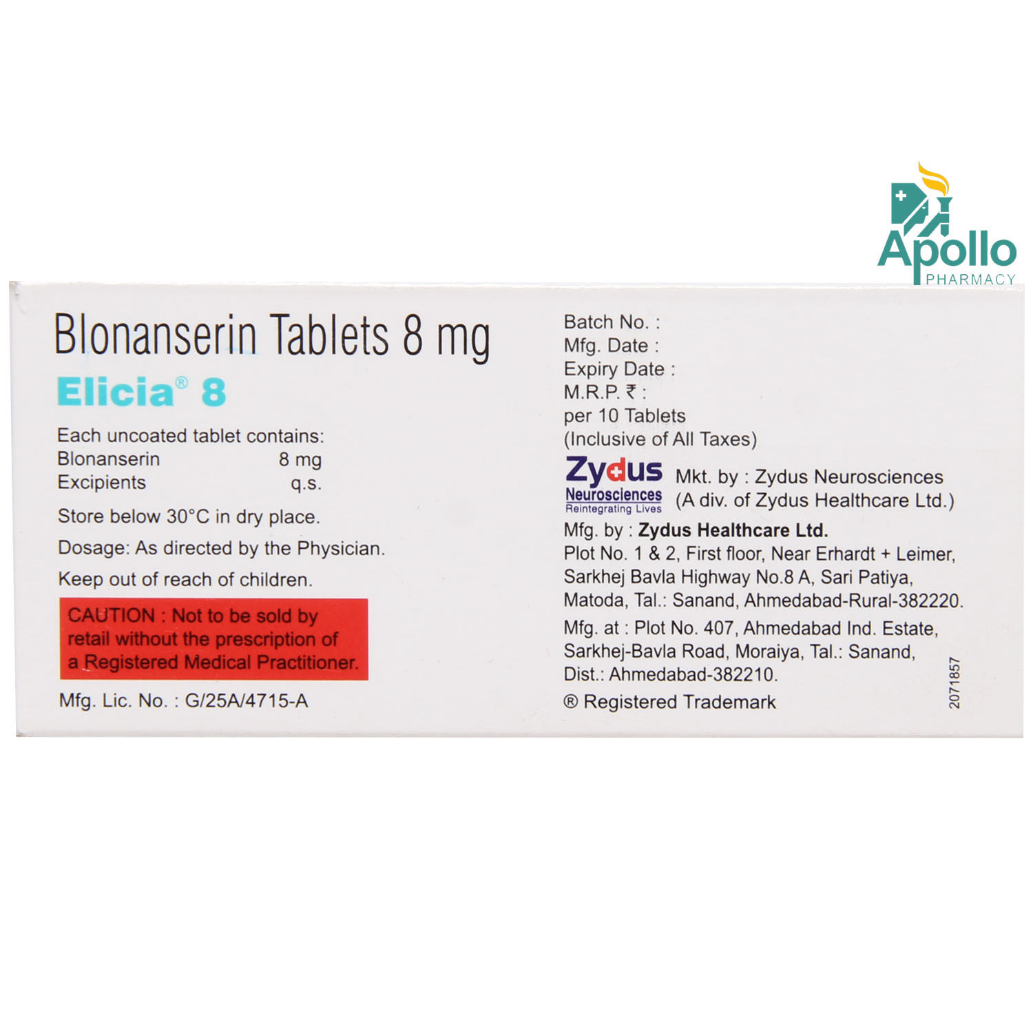 Elicia 8 Tablet 10's Price, Uses, Side Effects, Composition - Apollo ...