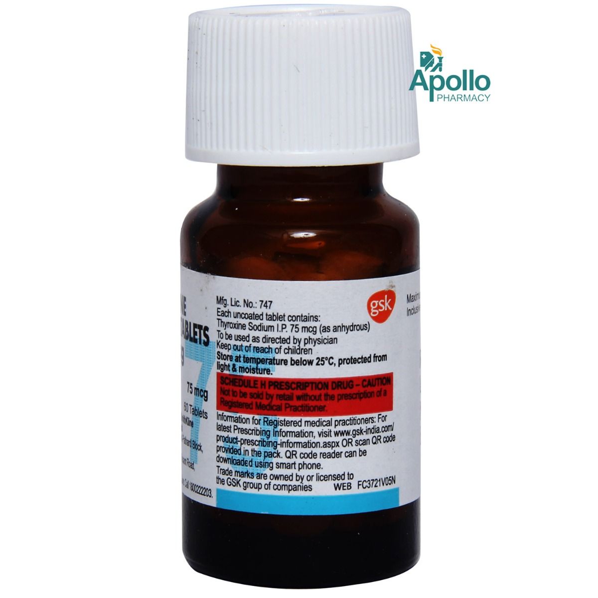 Eltroxin 75 mcg Tablet | Uses, Side Effects, Price | Apollo Pharmacy