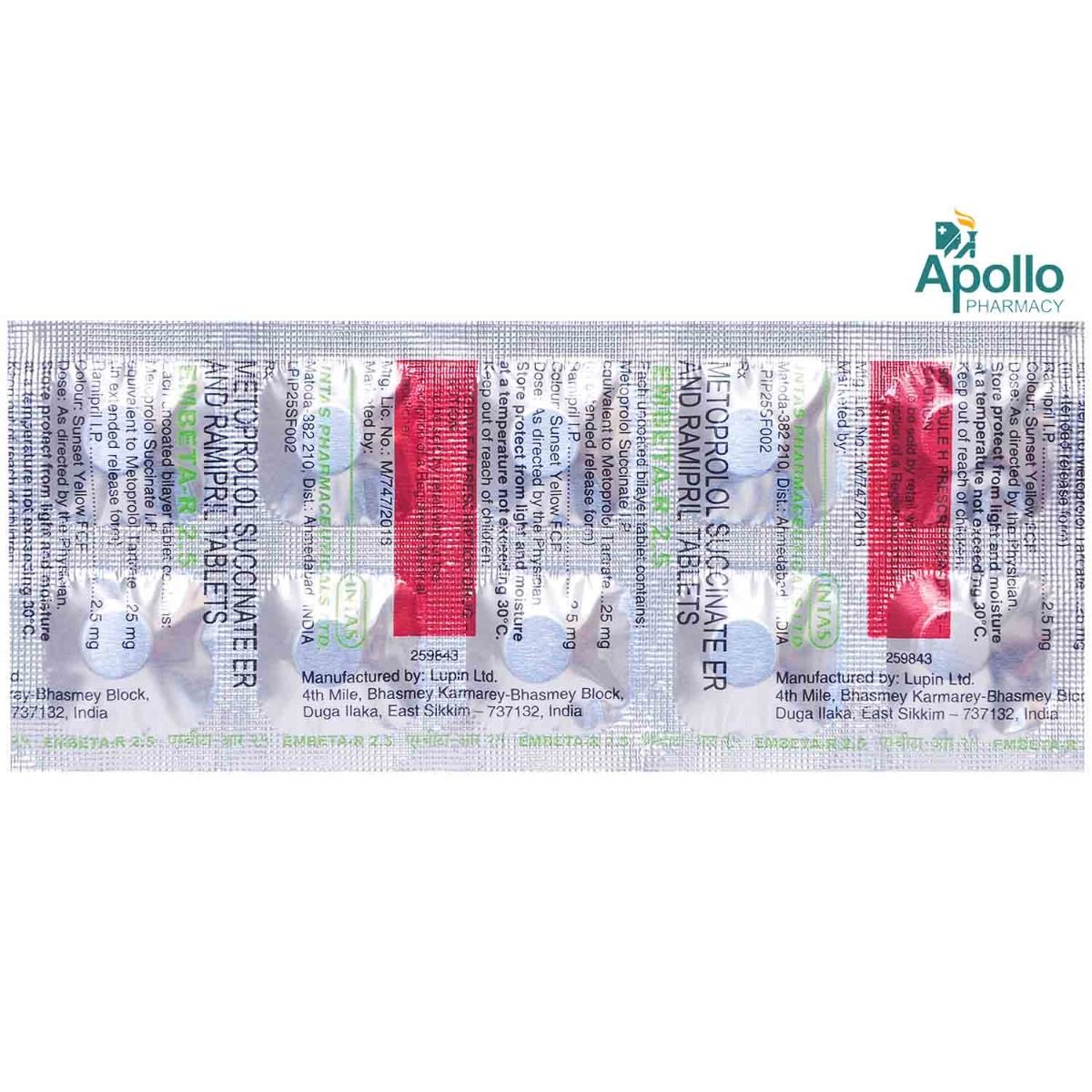 Embeta R 2.5 mg Tablet 10's Price, Uses, Side Effects, Composition ...