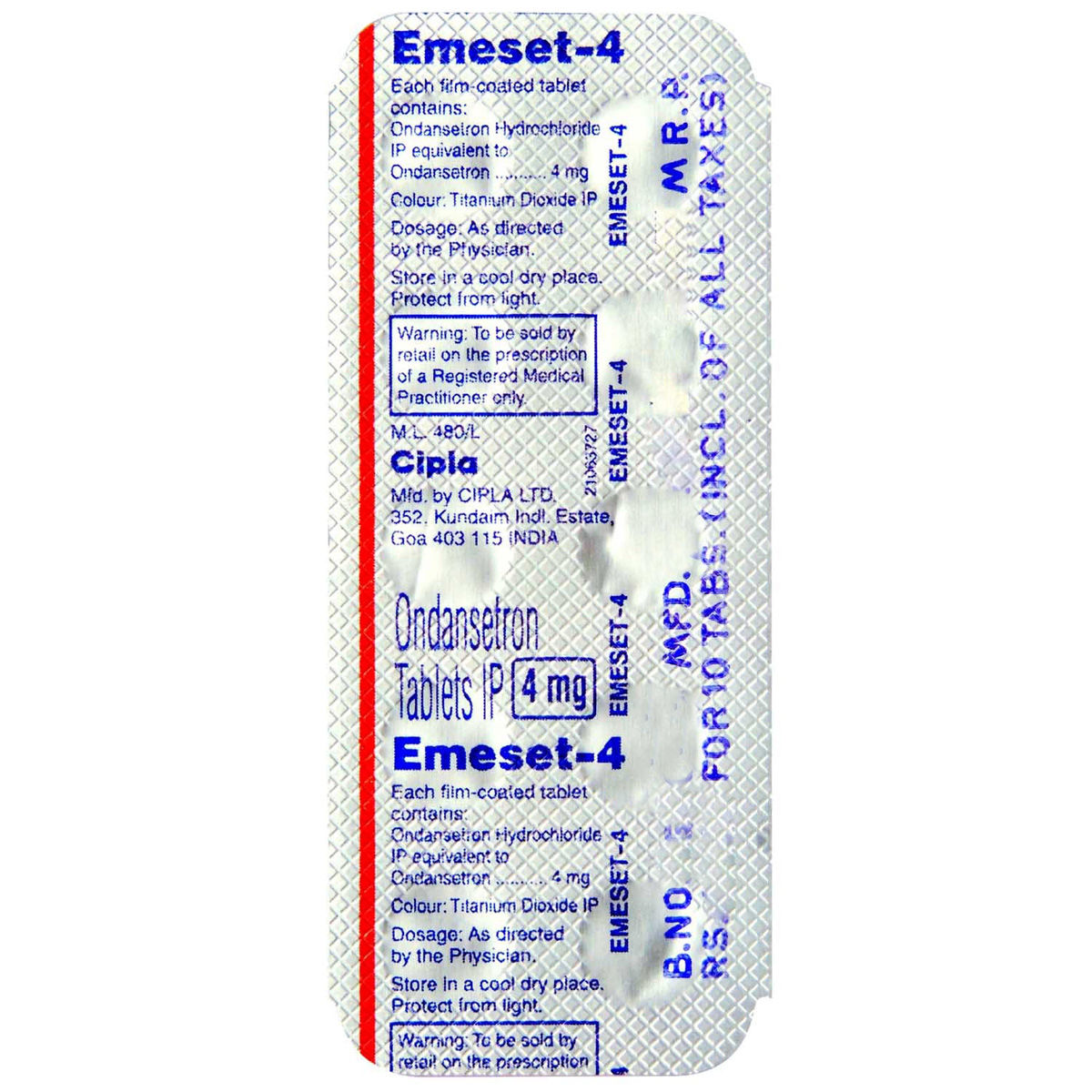 Emeset-4 Tablet 10's Price, Uses, Side Effects, Composition - Apollo Pharmacy