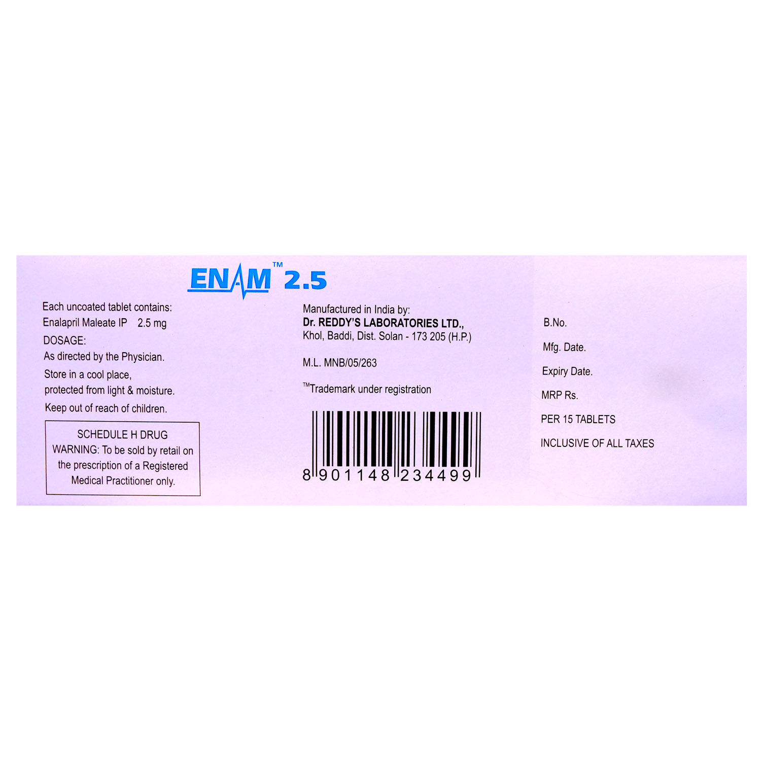 Enam 2.5 Tablet 15's Price, Uses, Side Effects, Composition - Apollo ...