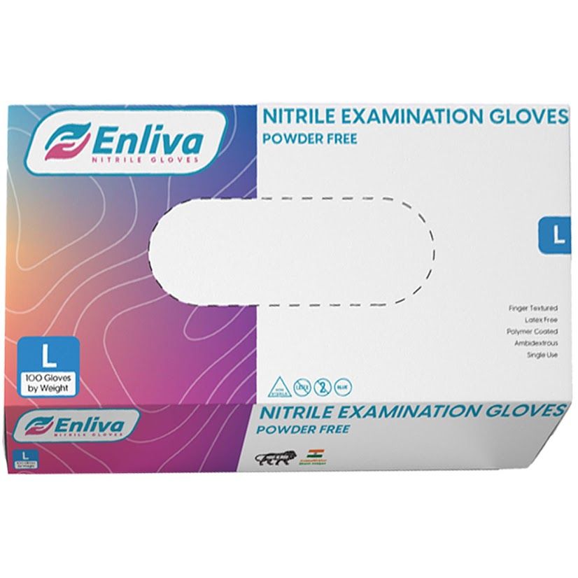 Buy Enliva P/F Nitrile Examination Gloves Large, 100 Count | 19 Minutes ...