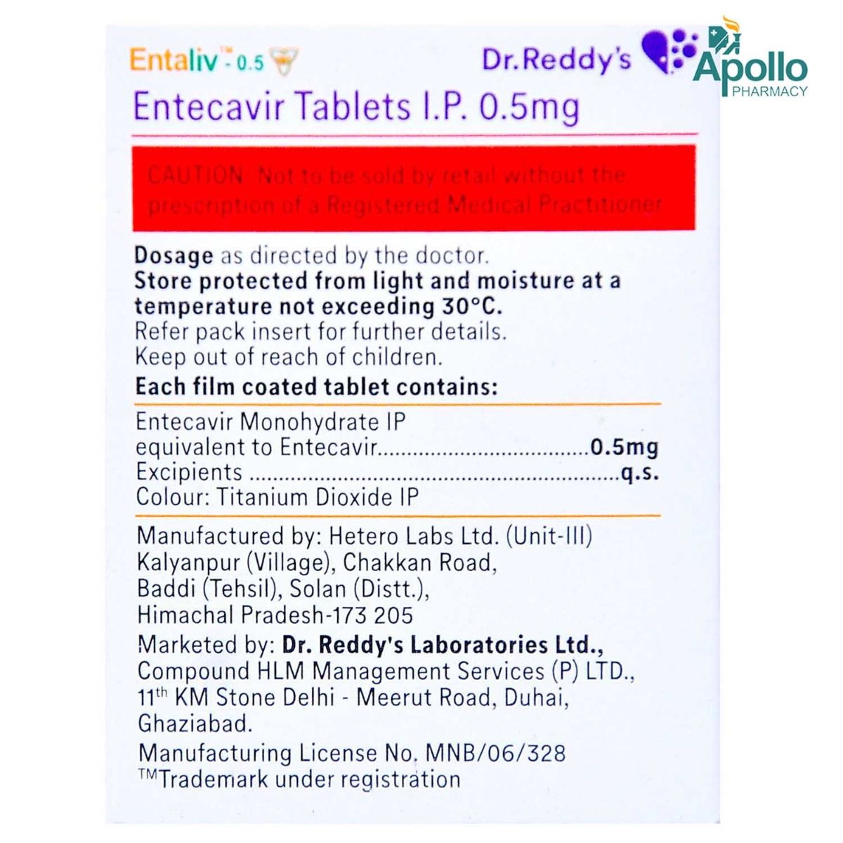 Entaliv 0.5 Tablet 30's Price, Uses, Side Effects, Composition - Apollo ...
