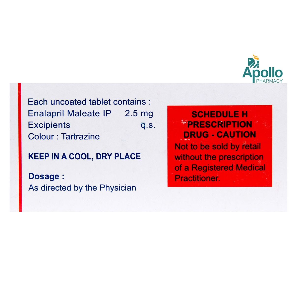 Envas 2.5 Tablet 15's Price, Uses, Side Effects, Composition - Apollo ...