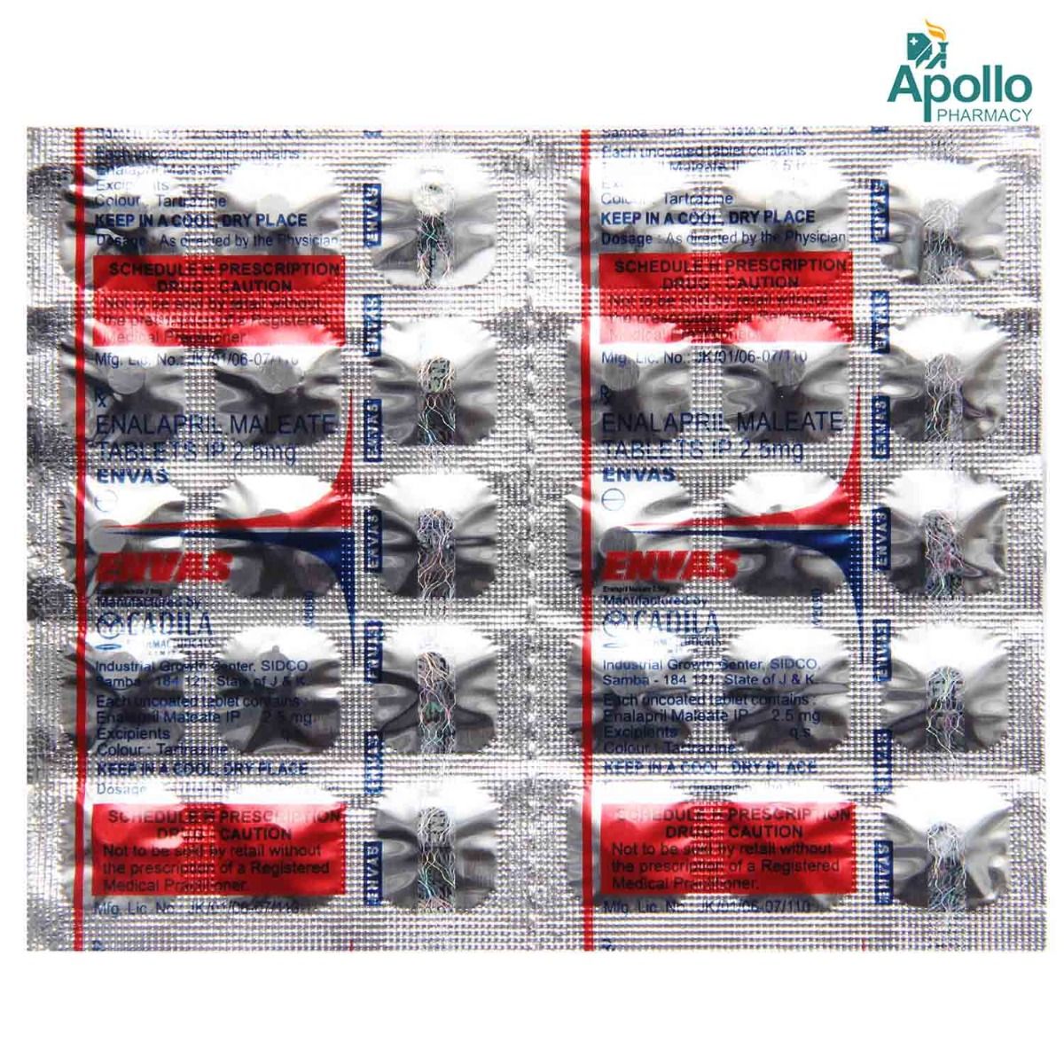 Envas 2.5 Tablet | Uses, Side Effects, Price | Apollo Pharmacy