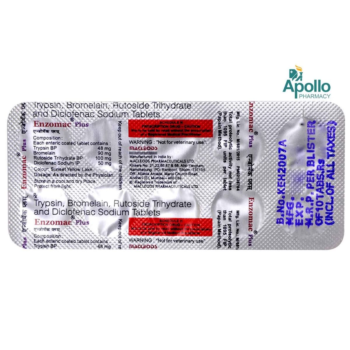 Enzomac Plus Tablet 10's Price, Uses, Side Effects, Composition ...