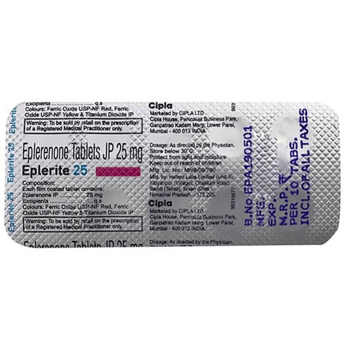 Eplerite 25 Tablet | Uses, Side Effects, Price | Apollo Pharmacy