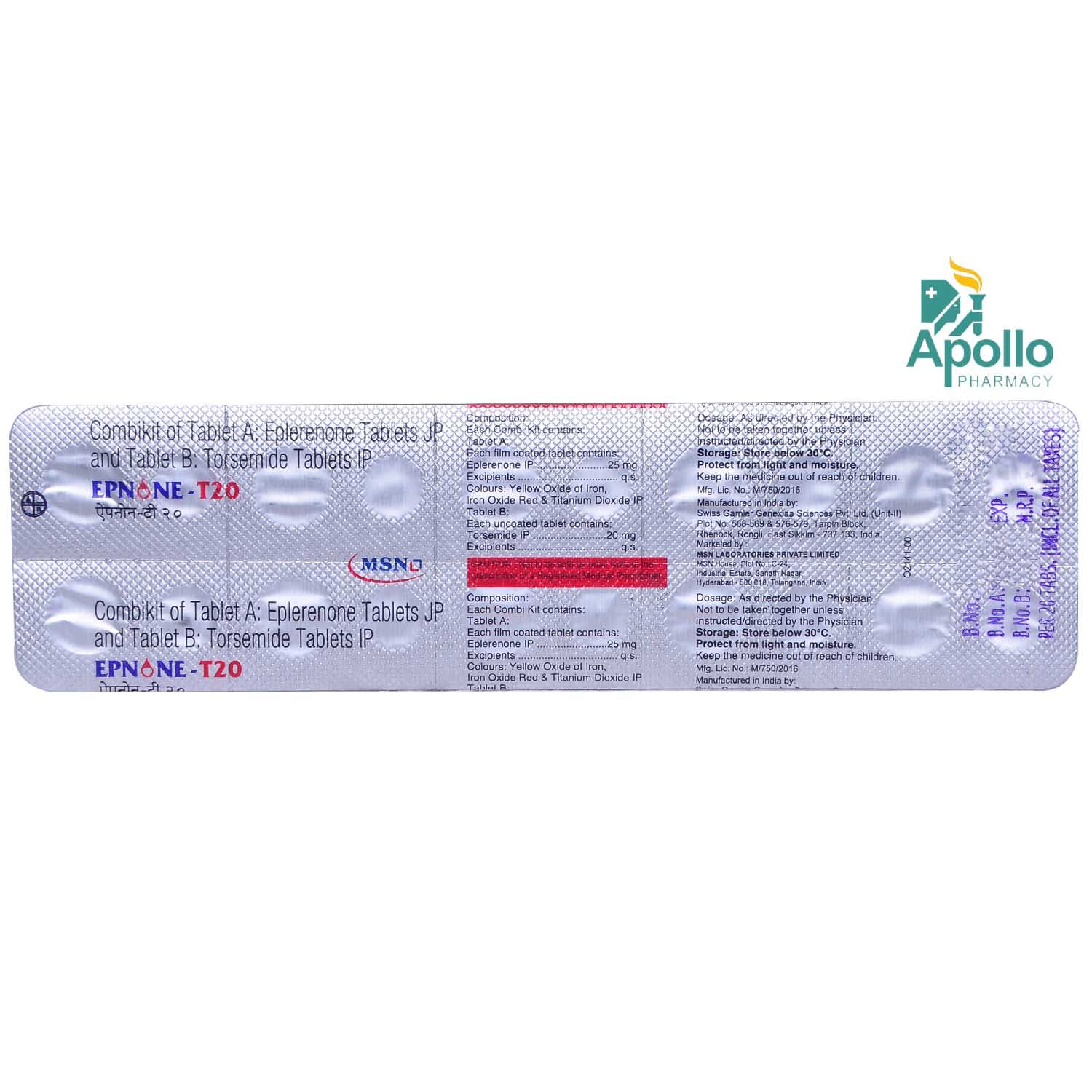 Epnone-T20 Combikit Tablet 20's Price, Uses, Side Effects, Composition ...