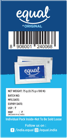 Equal Original Low Calorie Sweetener, 100 Sachets Price, Uses, Side ...