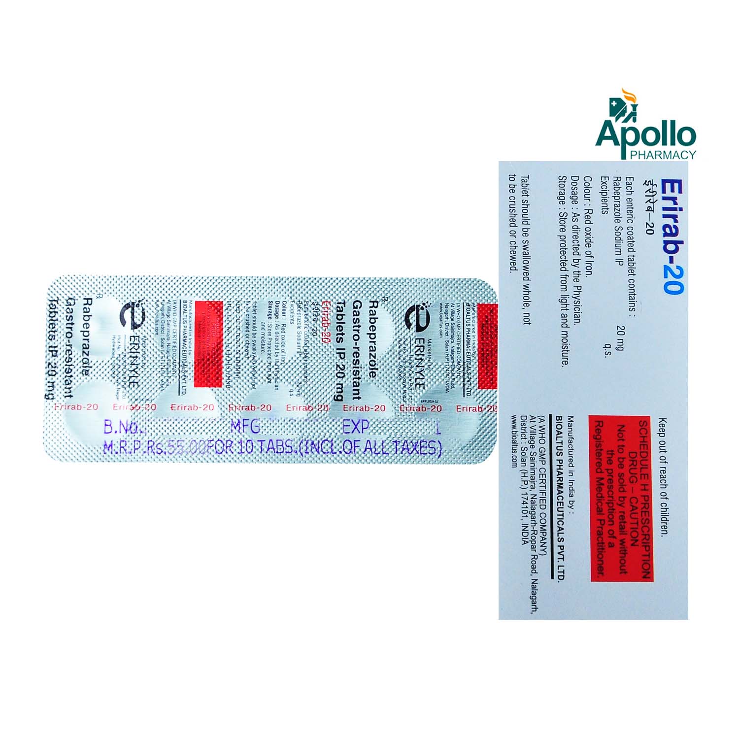 Erirab-20 Tablet 10's Price, Uses, Side Effects, Composition - Apollo ...