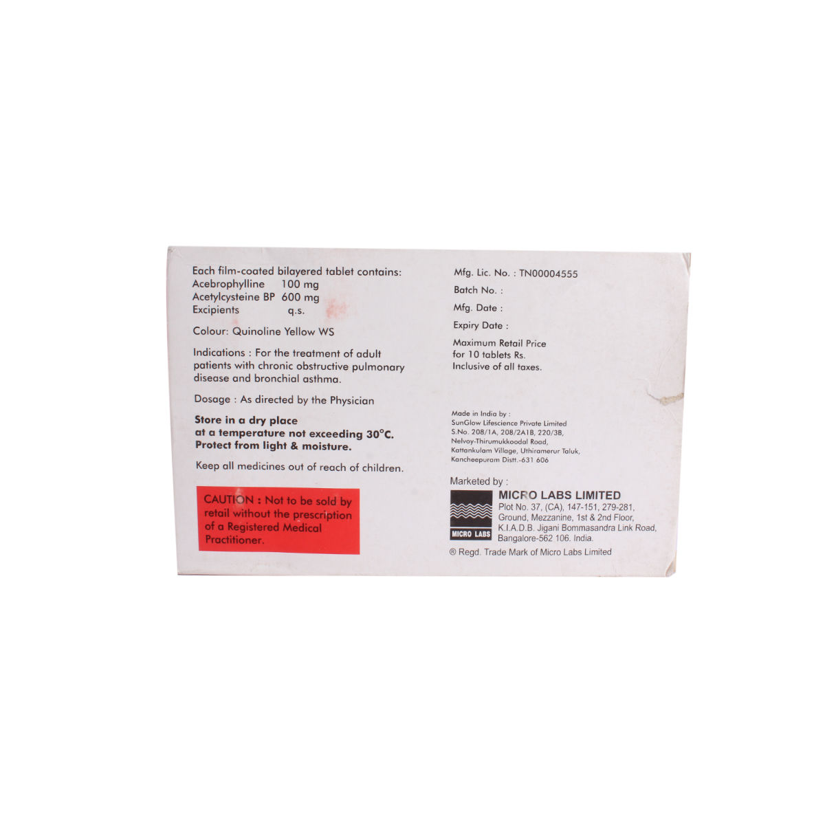 Erophylline AC Tablet 10's Price, Uses, Side Effects, Composition ...