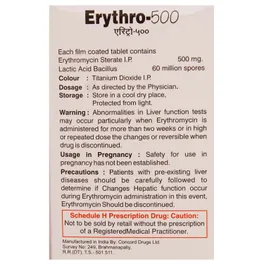 Erythro 500 Tablet | Uses, Side Effects, Price | Apollo Pharmacy