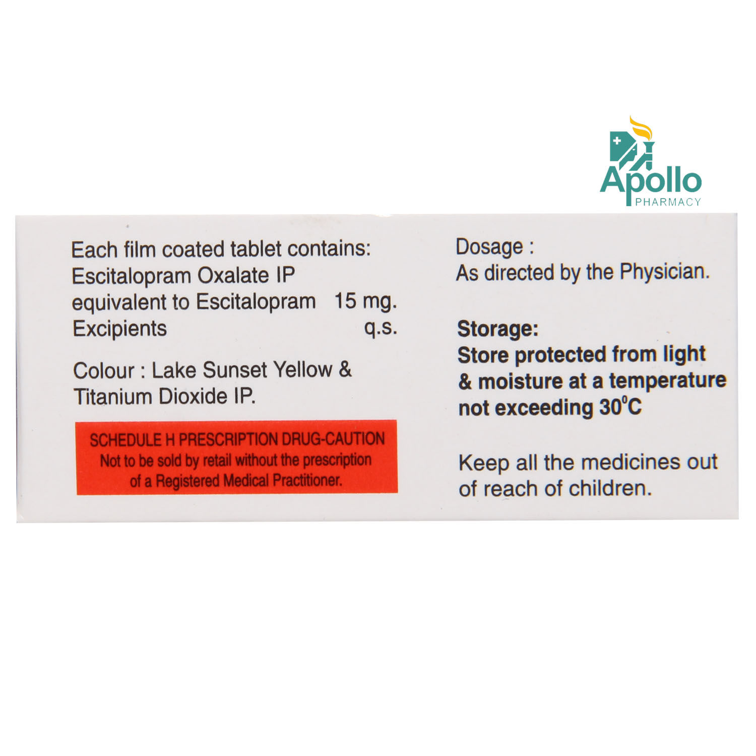 Escipra 15 mg Tablet | Uses, Side Effects, Price | Apollo Pharmacy