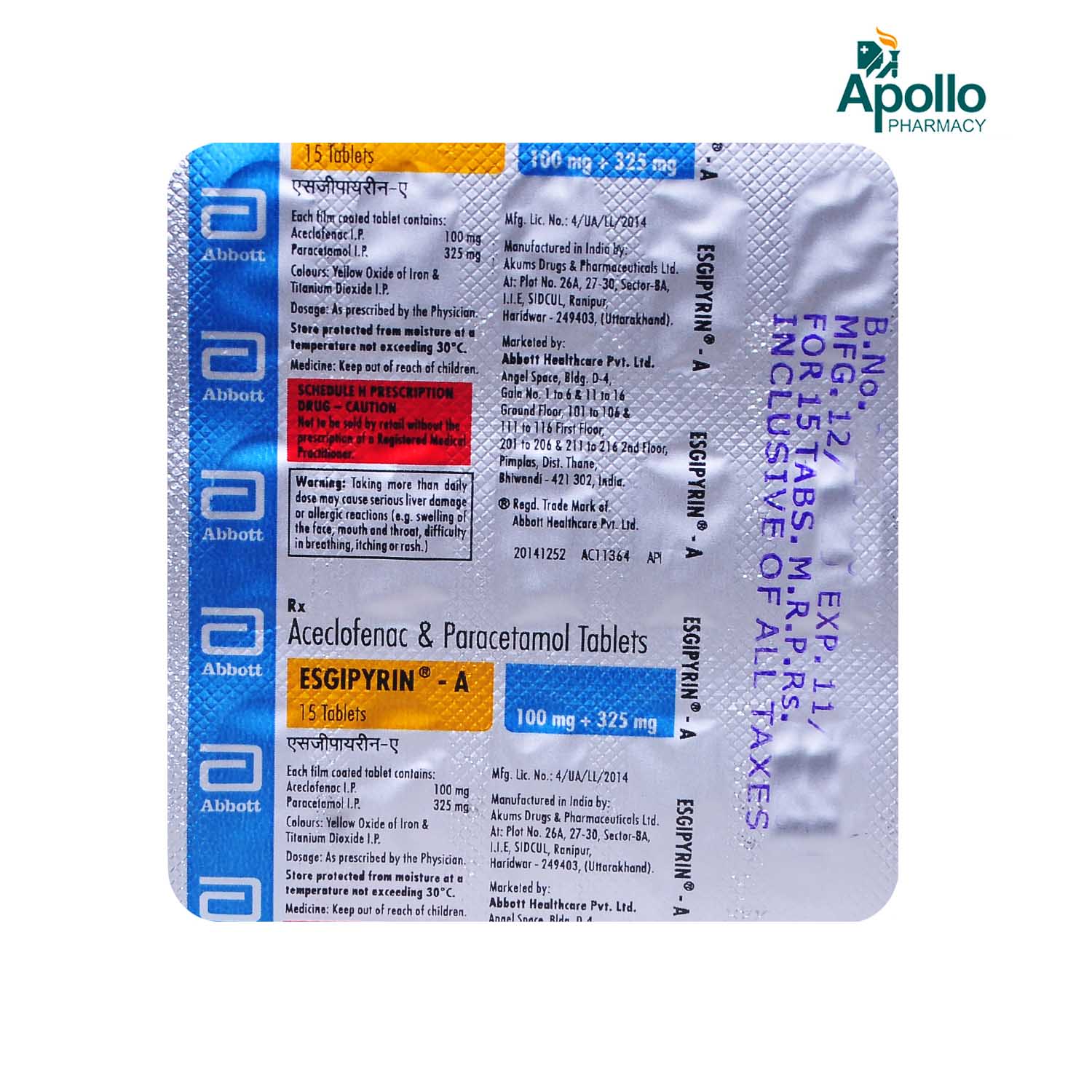 ESGIPYRIN A TABLET | Uses, Side Effects, Price | Apollo Pharmacy