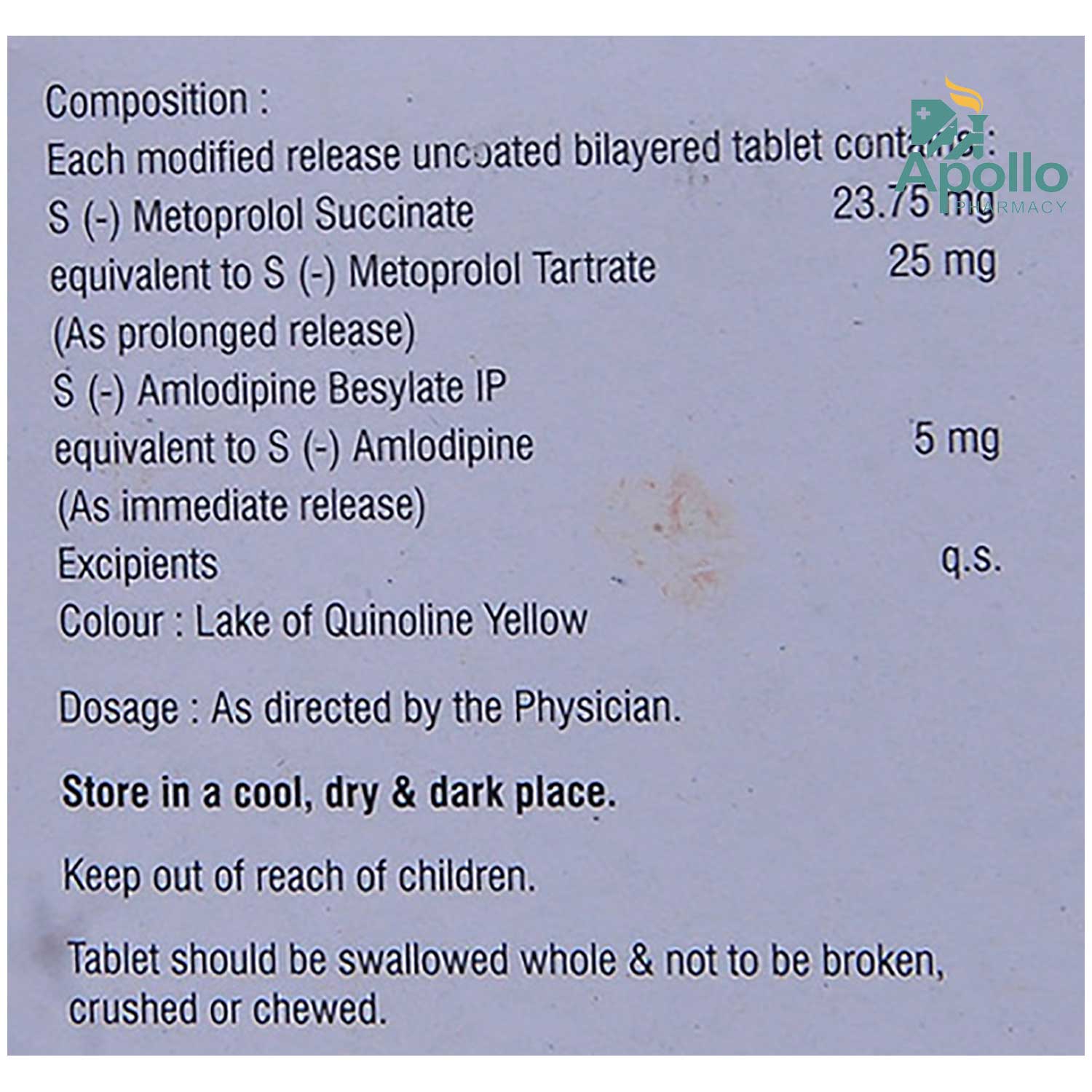 Eslo-Met-5 Tablet 10's Price, Uses, Side Effects, Composition - Apollo ...