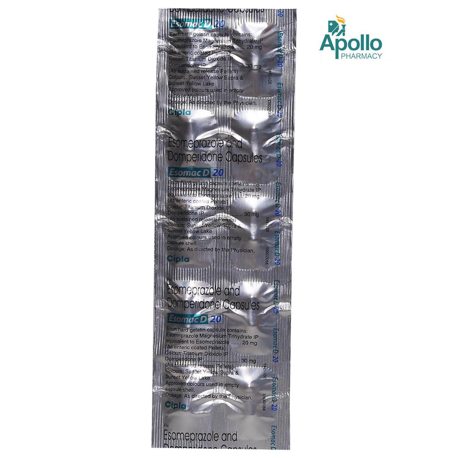 Esomac D 20 Capsule 10's Price, Uses, Side Effects, Composition ...