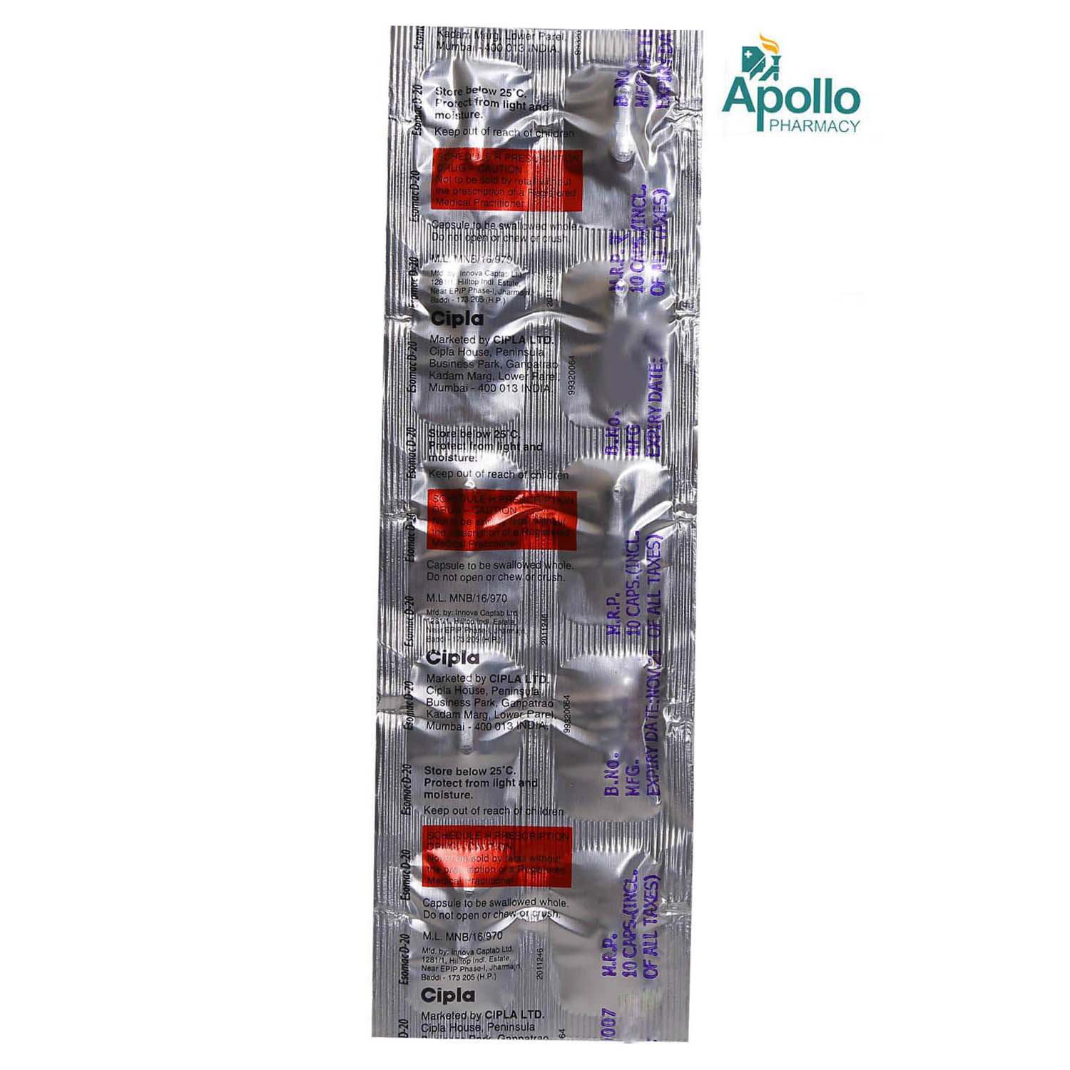 Esomac D 20 Capsule | Uses, Side Effects, Price | Apollo Pharmacy