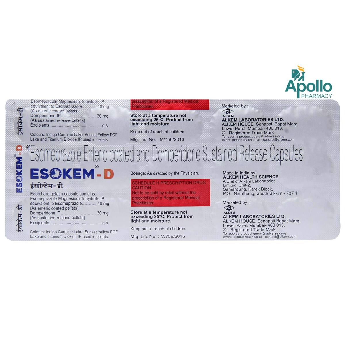 Esokem-D Capsule 15's Price, Uses, Side Effects, Composition - Apollo ...