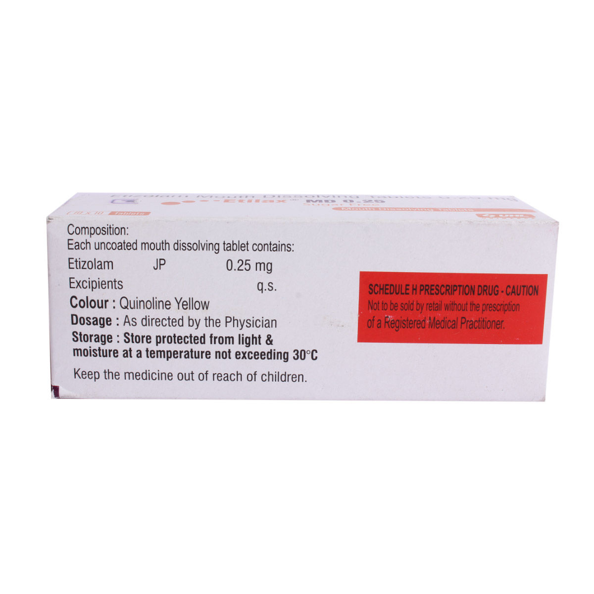 Etilax MD Sugar Free 0.25mg Tablet 10's Price, Uses, Side Effects ...