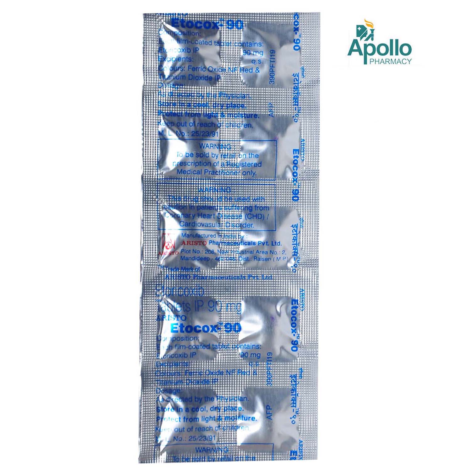 Etocox 90 mg Tablet 10's Price, Uses, Side Effects, Composition - Apollo Pharmacy