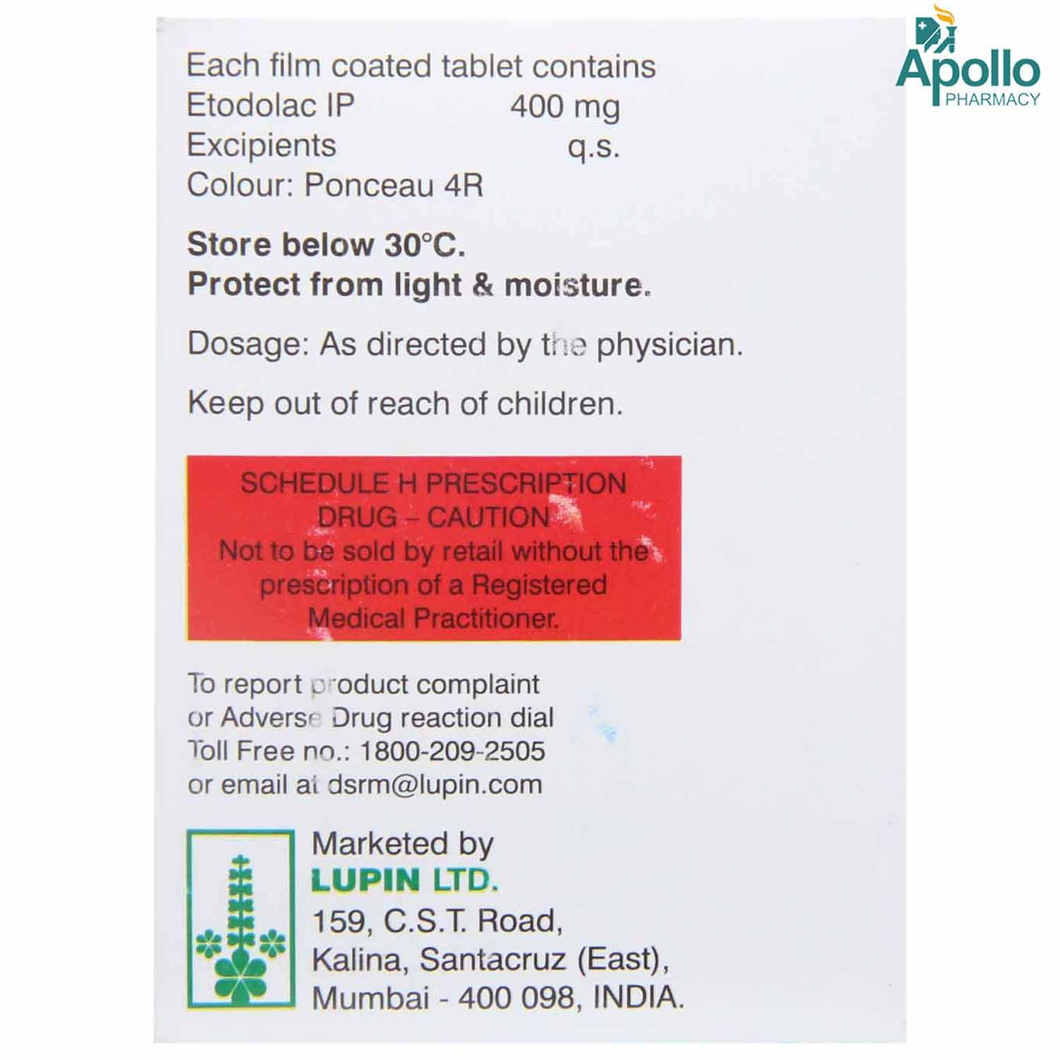 Etofree 400 Tablet | Uses, Side Effects, Price | Apollo Pharmacy