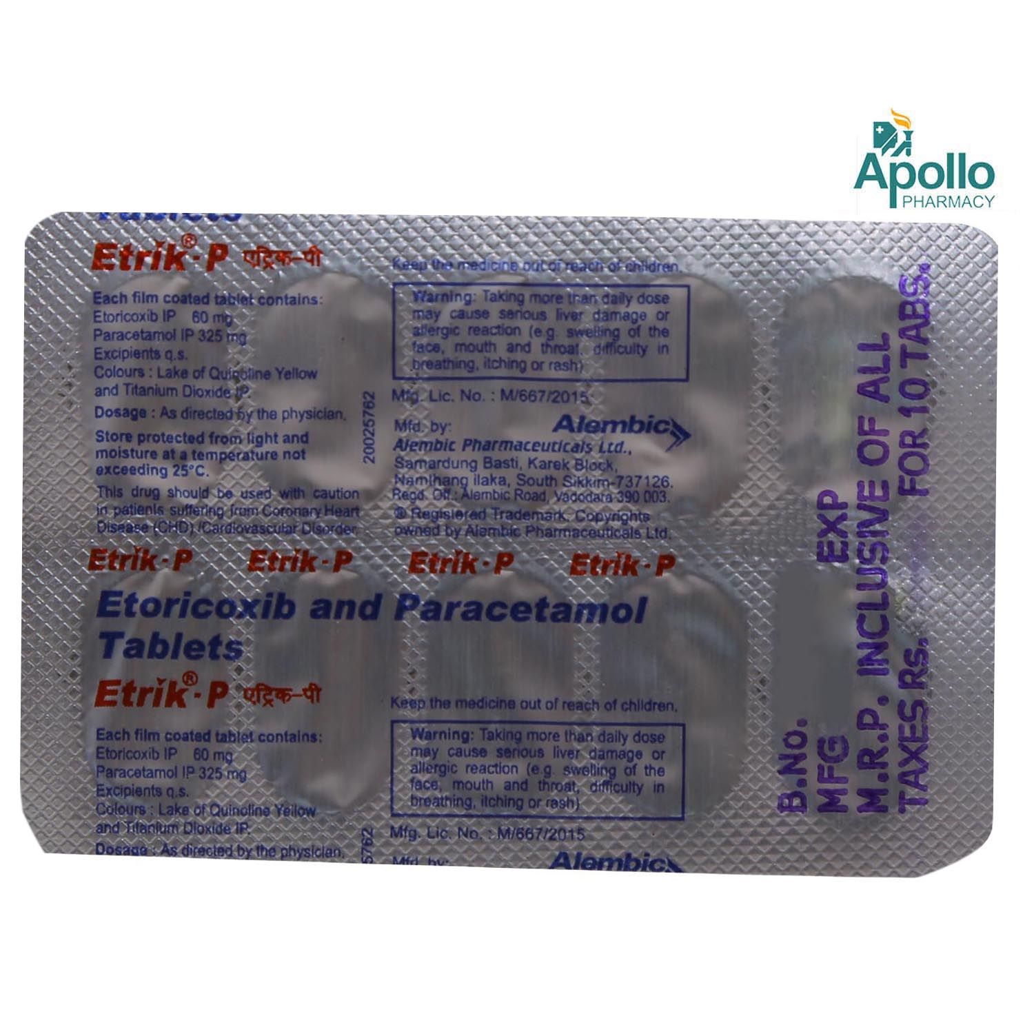 Etrik-P Tablet 10's Price, Uses, Side Effects, Composition - Apollo ...