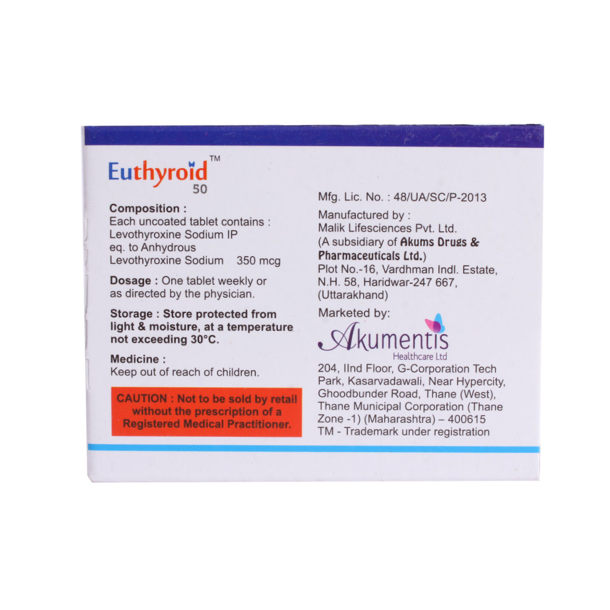 Euthyroid 50 Tablet 4's Price, Uses, Side Effects, Composition - Apollo ...